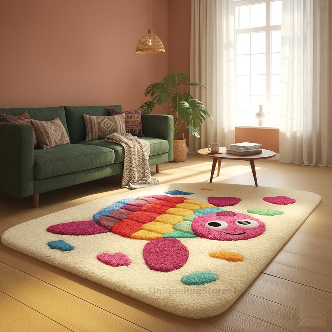 Rainbow Turtle Rug, Tufted Nursery Playroom Carpet - Etsy