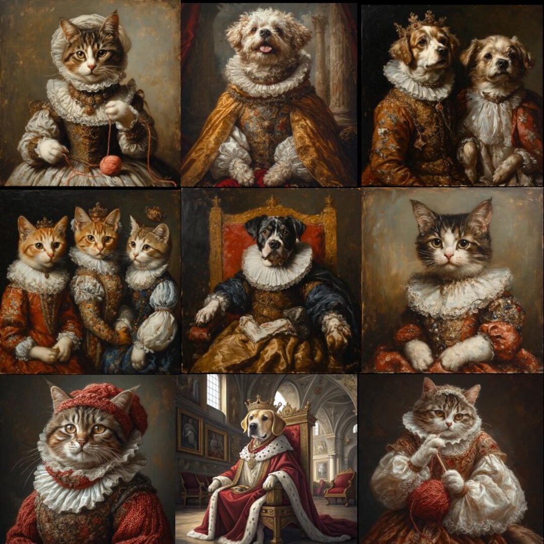 Renaissance Pets Digital Art: Royal Cats & Dogs (200 HD Images ...