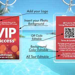 VIP Card Badge Templates, VIP All Access Event Badge, Palm Grove Badge ...