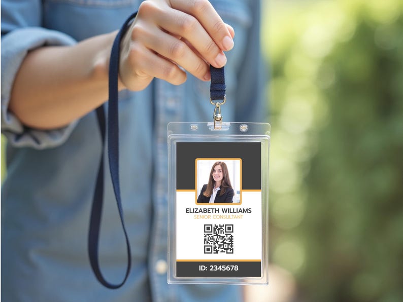 Customizable ID Badge Template: Printable Employee Name Tag (canva) - Etsy