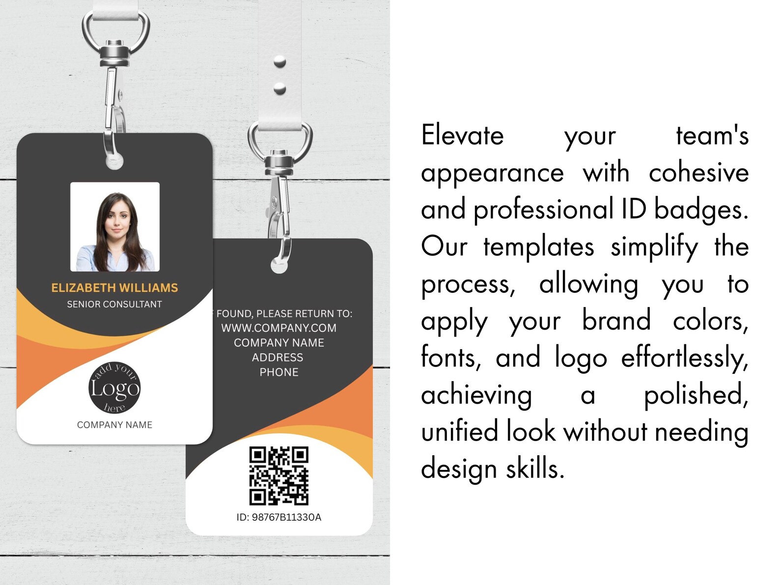 Canva Template ID Badge, Printable ID Badge, Employee Id Badge, Teacher ...