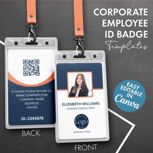 Custom Employee QR Code Photo ID Badge, ID Badge Canva, Photo Badge ...