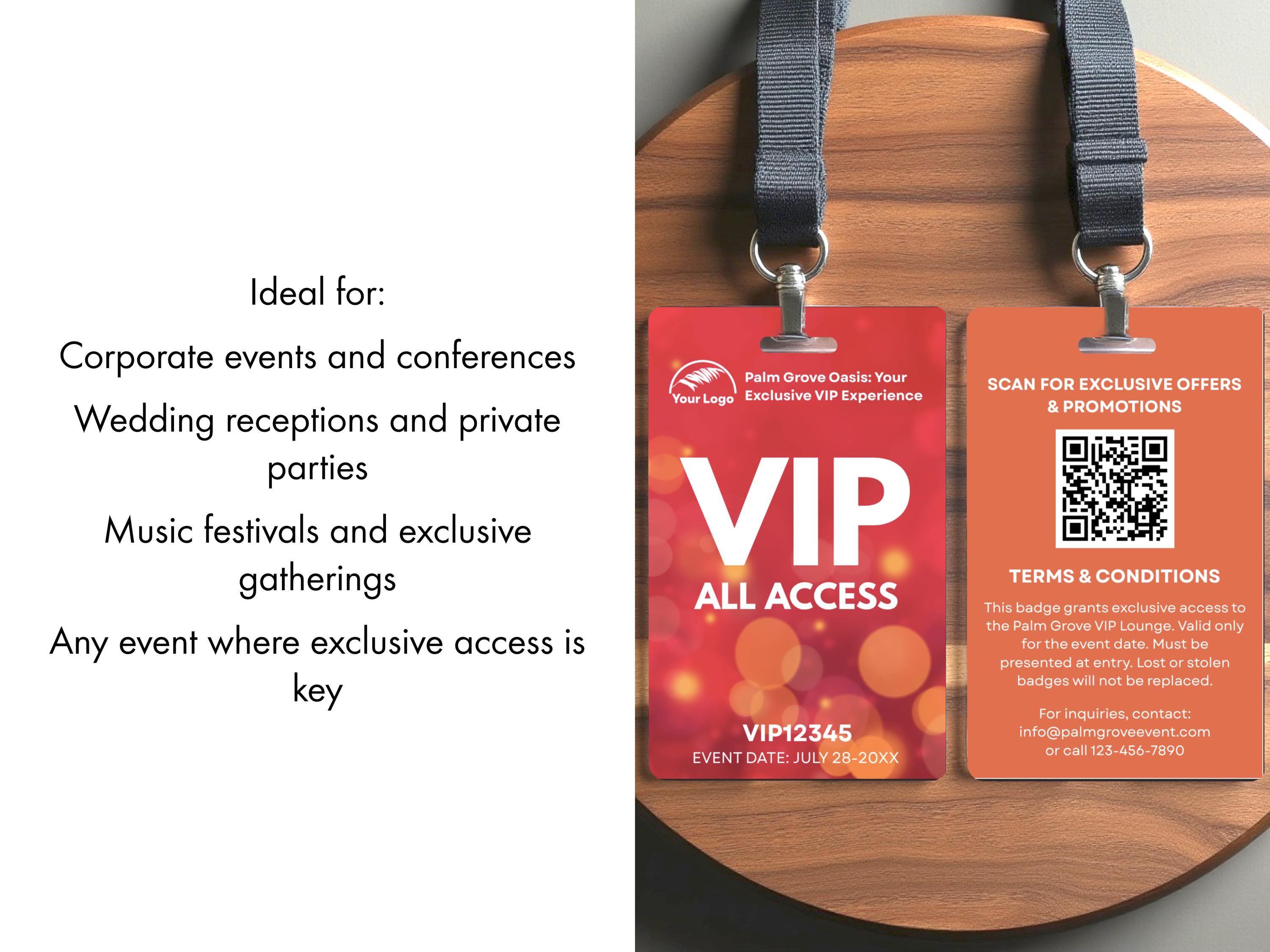 Concert VIP Pass Template: Palm Grove Event Badge (canva Editable ...