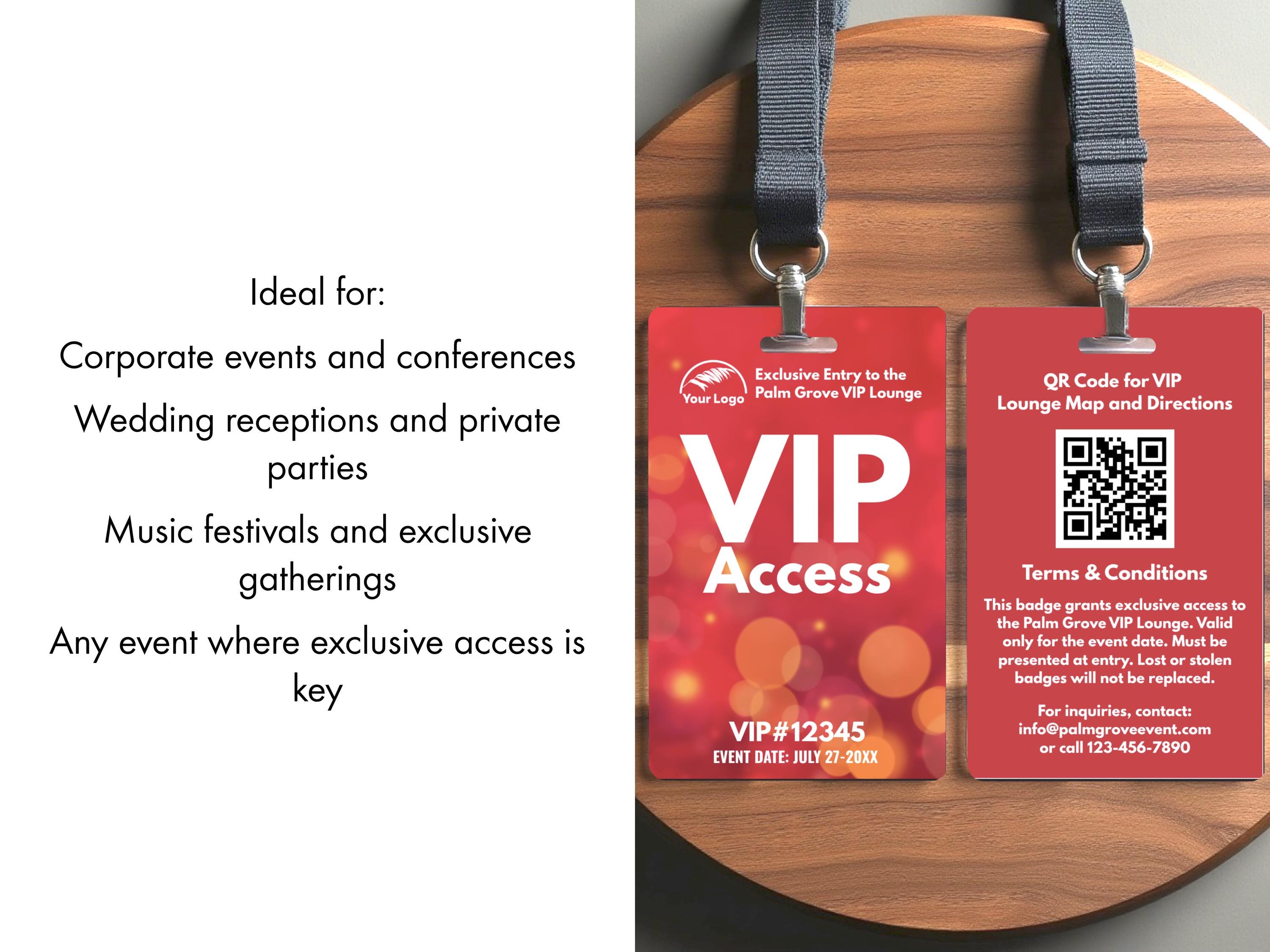 VIP Card Badge Templates, VIP All Access Event Badge, Palm Grove Badge ...