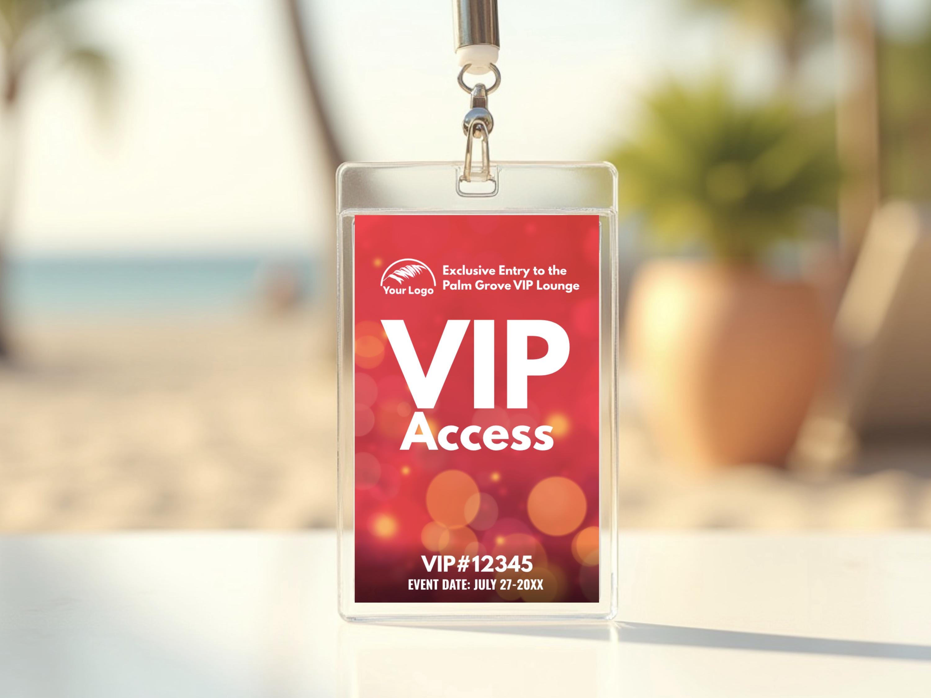 VIP Card Badge Templates, VIP All Access Event Badge, Palm Grove Badge ...