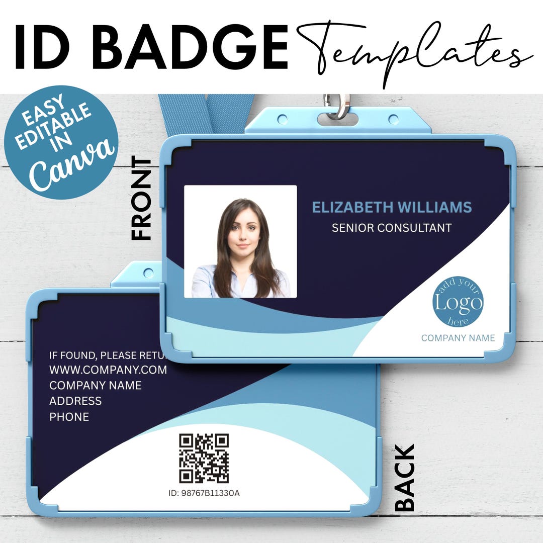 Customizable Digital Id Badge Templates, Employee Id Badge, Canva Id ...