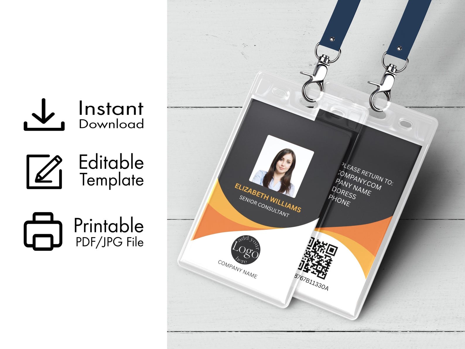 Canva Template ID Badge, Printable ID Badge, Employee Id Badge, Teacher ...