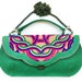 Festive Green Leather Handbag With Colorful Embroidery, Embroidered ...