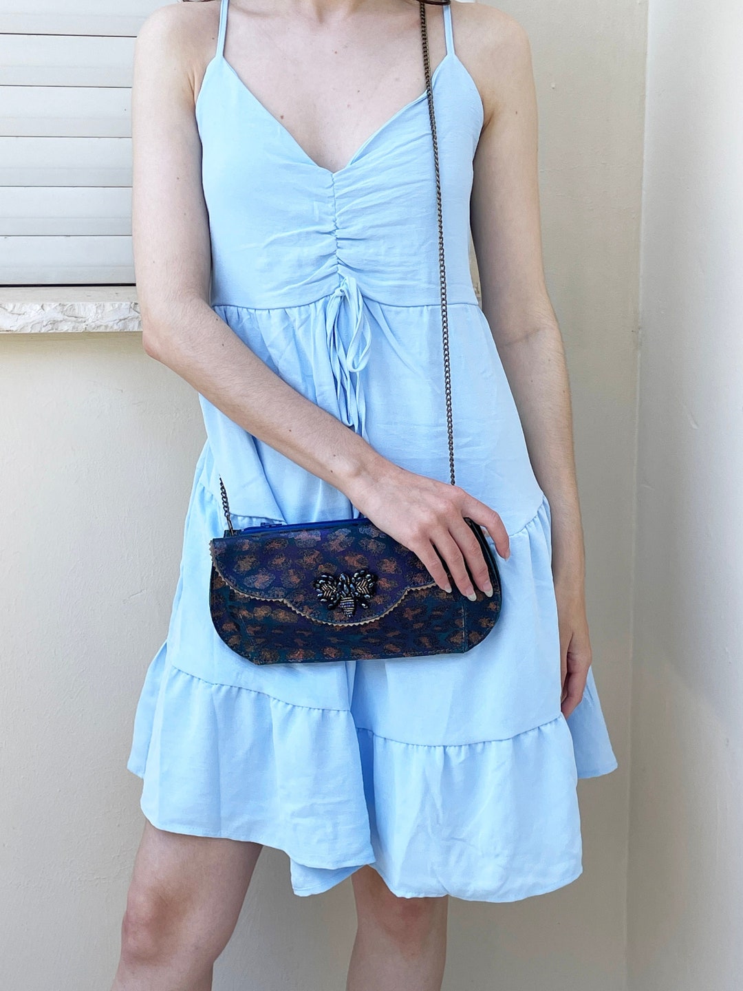 Deep Blue Clutch, Leopard Print Bridesmaid Clutch, Butterfly Purse ...