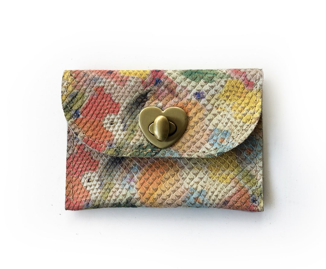 Heart Shape Lock Floral Print Coin Purse, Tiny Women's Wallet With ...