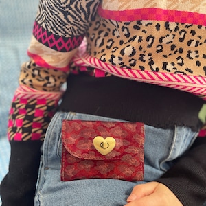 Tiny Burgundy Leopard Wallet With Heart Lock, Unique Mother’s Day Gift ...