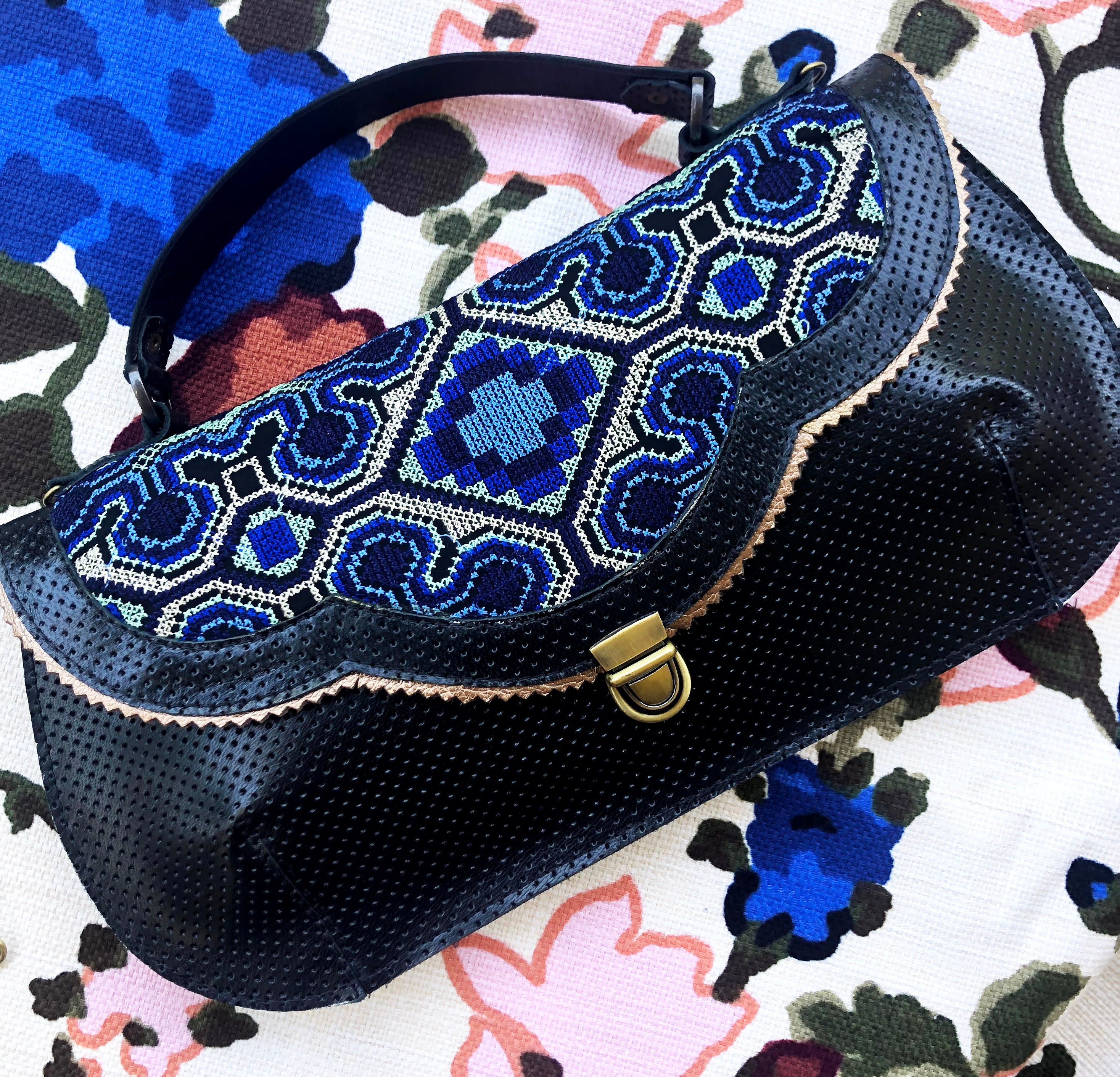 Boho Black and Blue Handbag - Etsy Israel