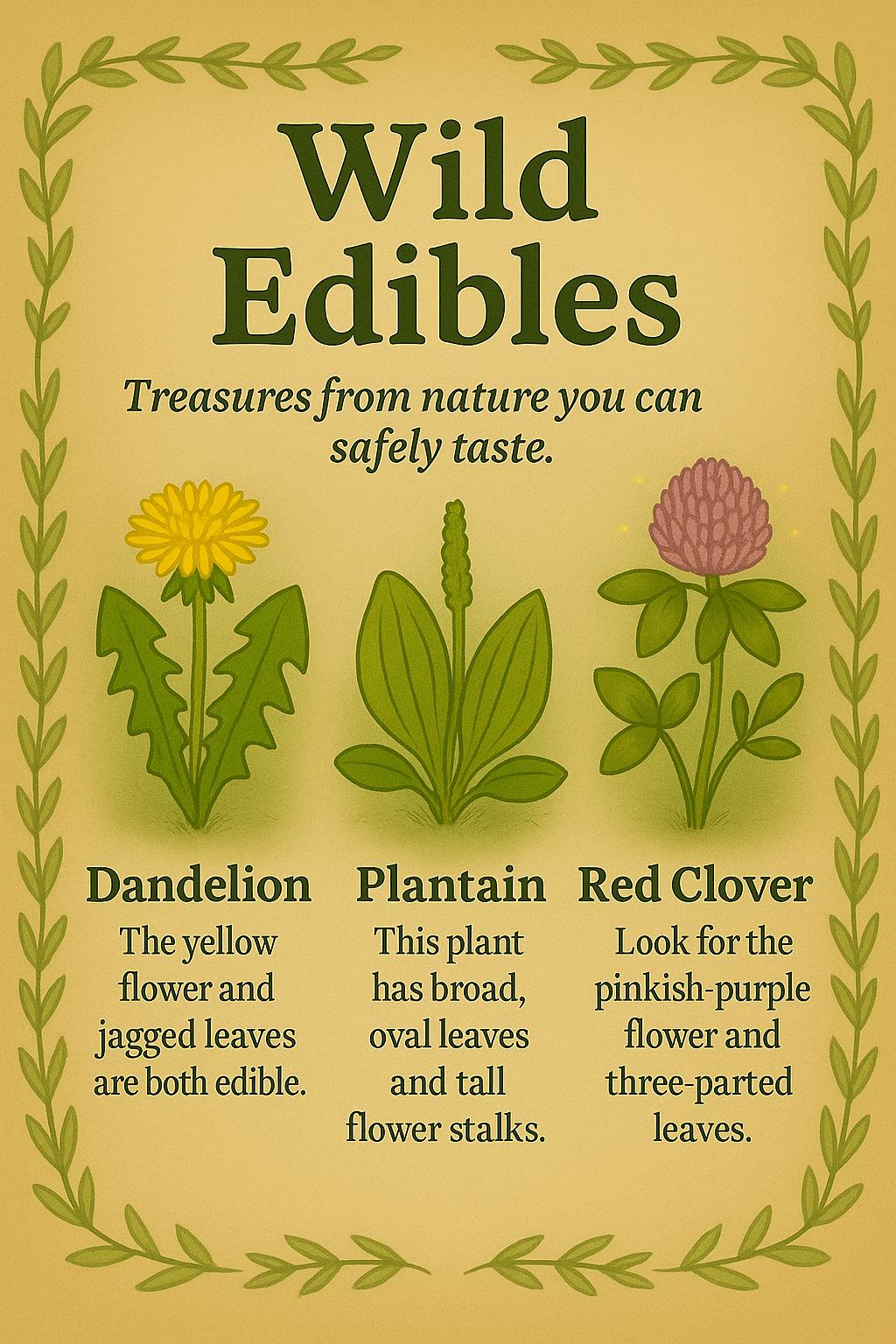 Wild Edibles for Kids, Printable Foraging Plant ID Printable , Nature ...
