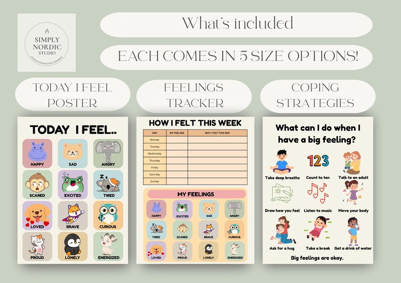 Today I Feel… Kids Emotions Poster Bundle, Emotional Regulation Wall ...