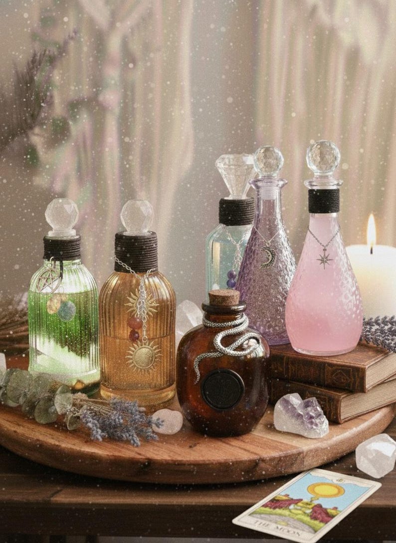 Elemental Fire Elixir | Pink Glass Potion Bottle | Altar Decanter ...