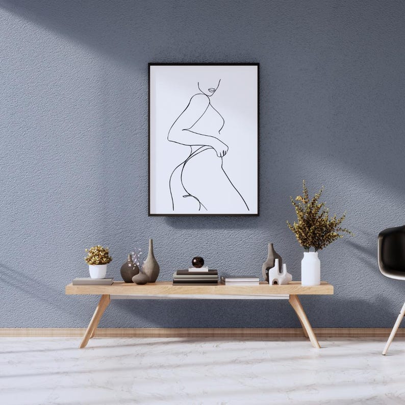 Sensual Woman Line Art Prints: Minimalist Female Figure (digital ...