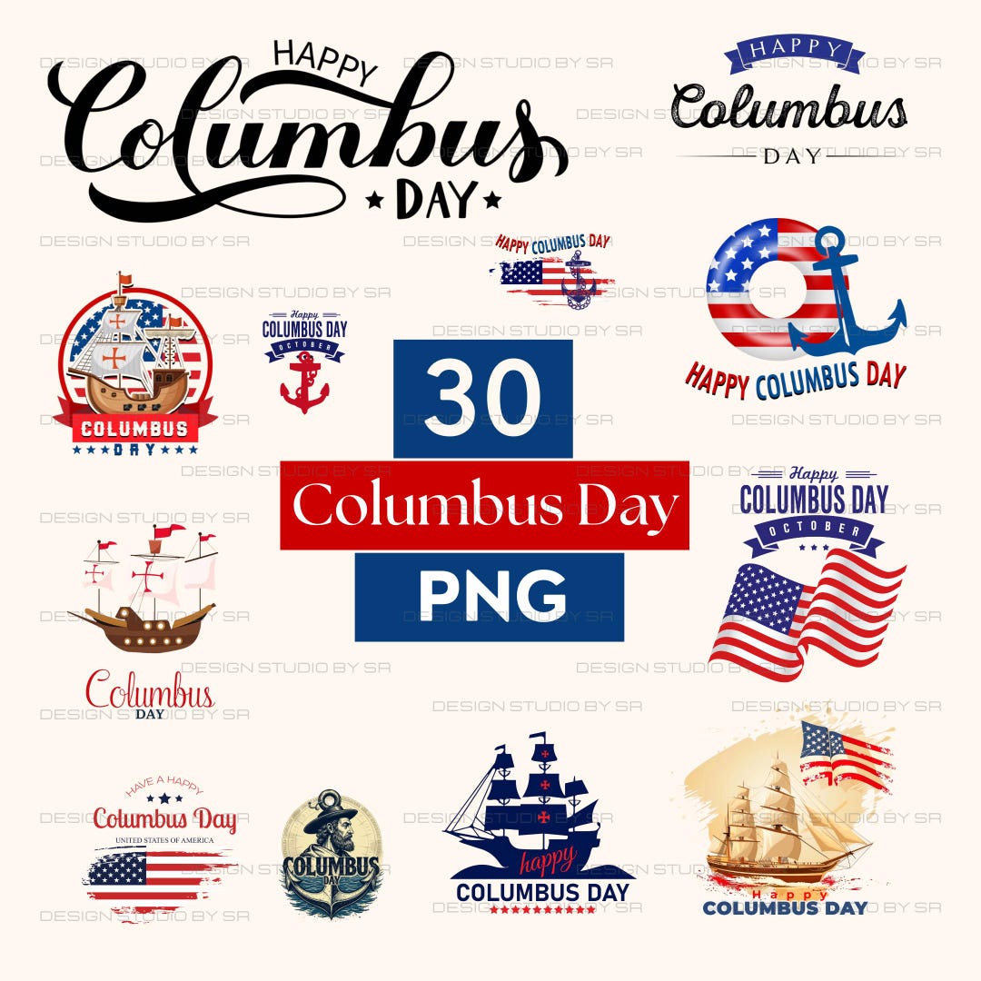 Columbus Day PNG Bundle: Shirt Design, Activities Clipart, Sublimation ...