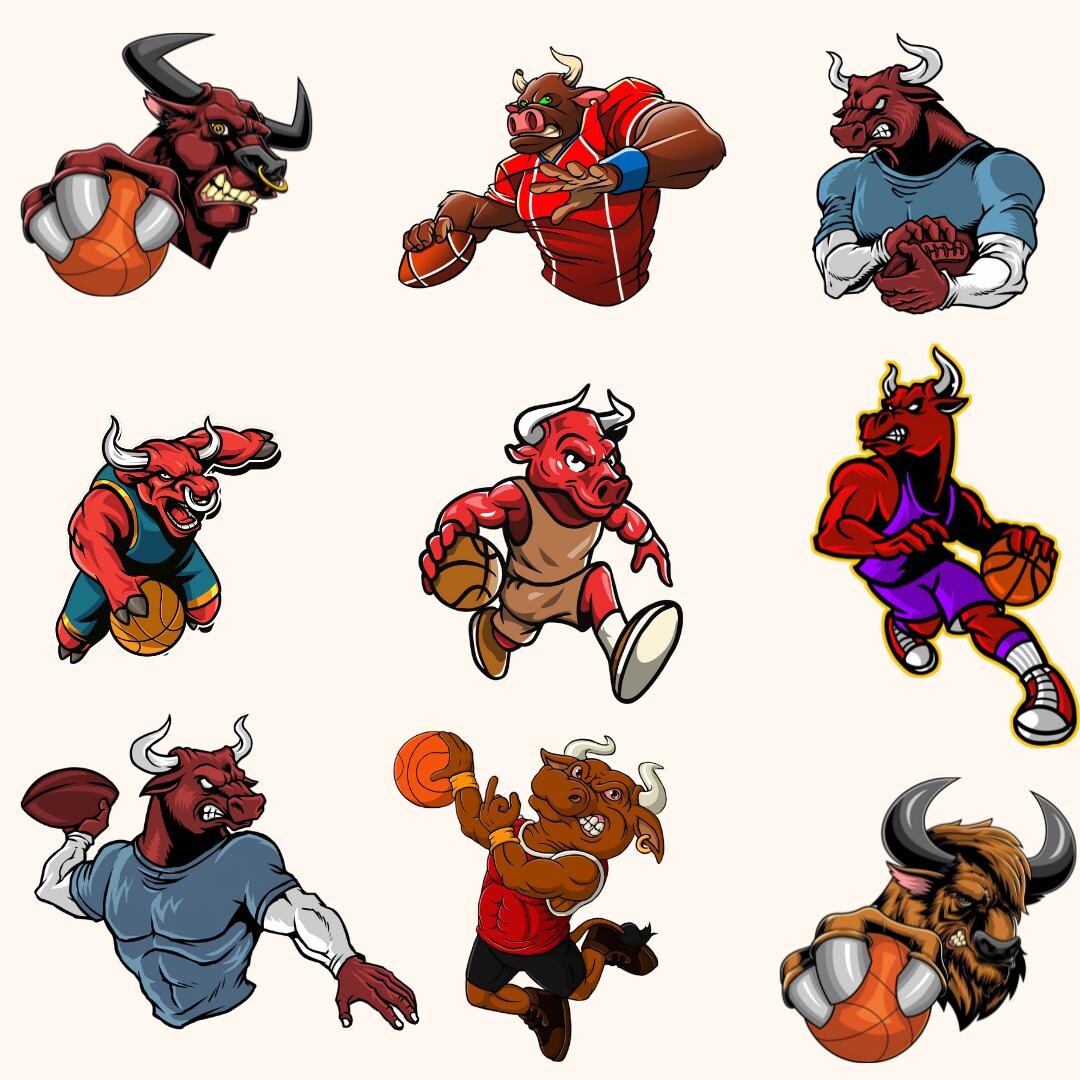 Bulls Mascot PNG Bundle, Sport Team Sublimation Clipart - Etsy