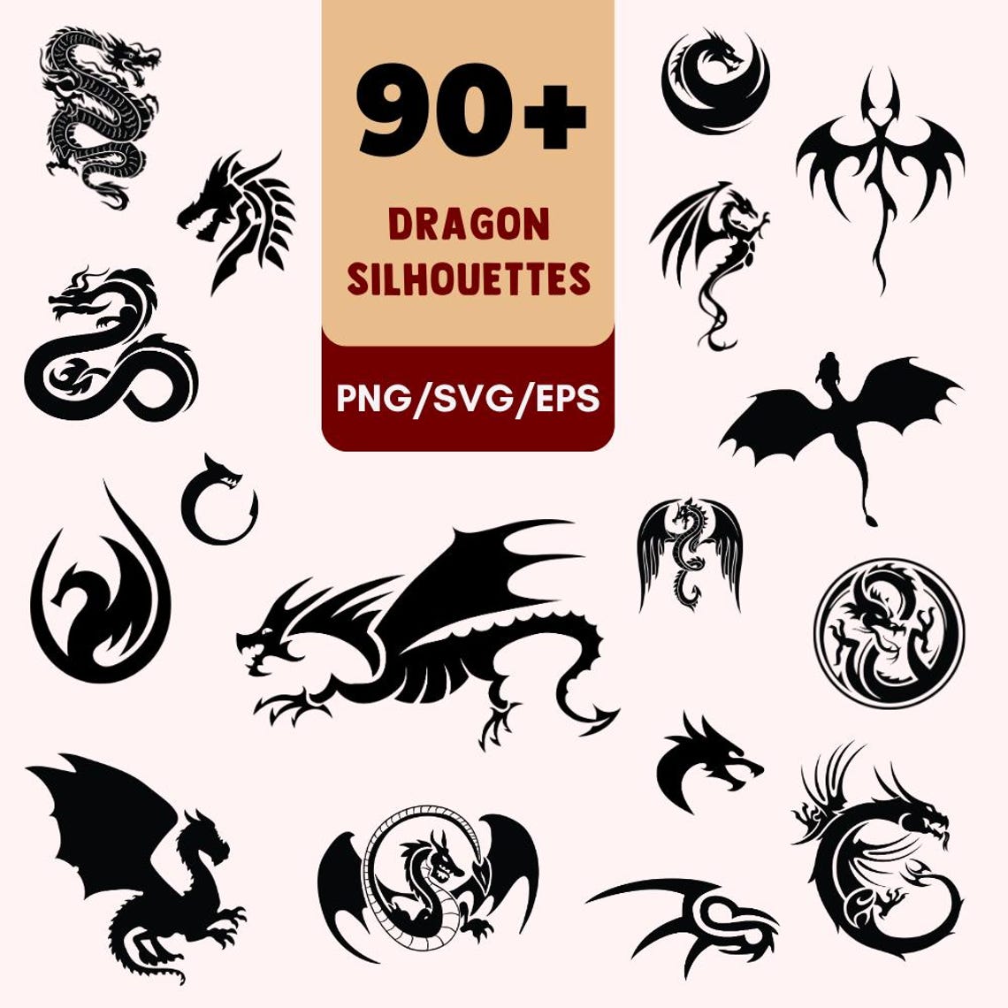 Dragon SVG Bundle: 90+ Dragon Clipart Designs for Cricut (digital ...