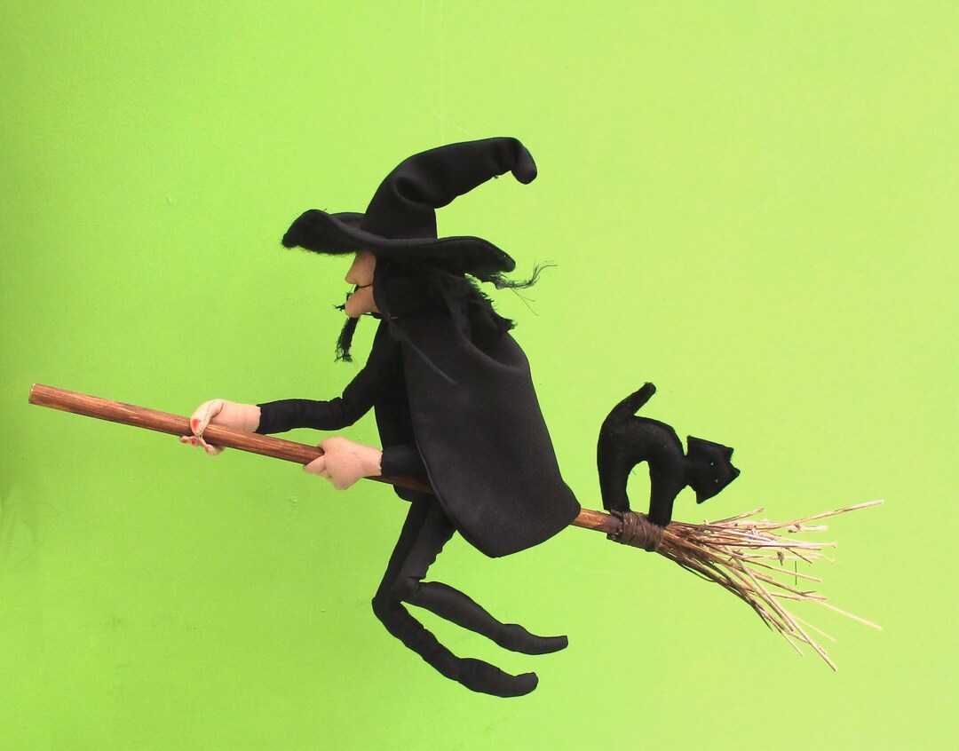 Witch Cloth Doll Sewing Pattern Mistress Cackle, Cat and Broom - Etsy