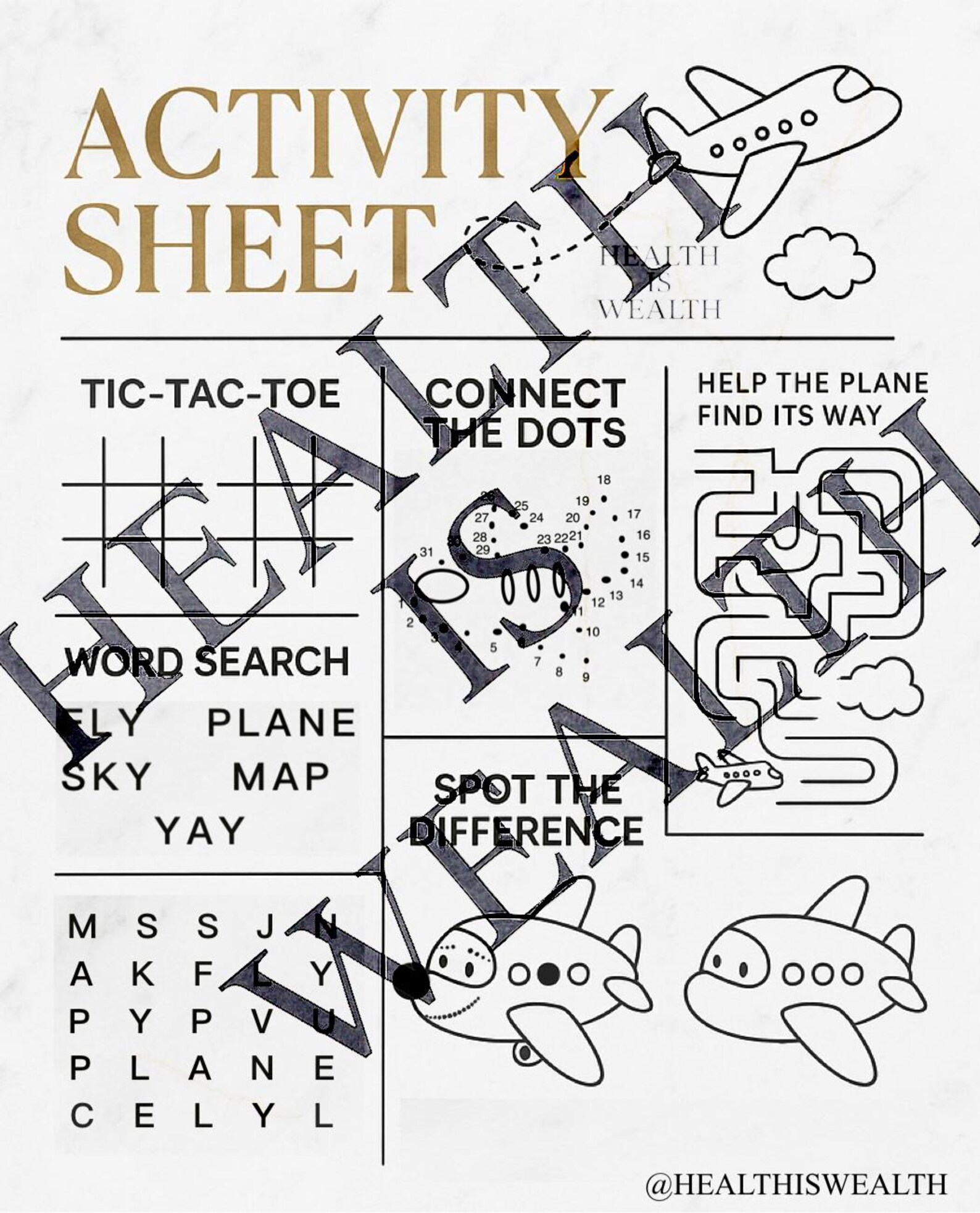 Printable Airplane Activity Sheet for Kids (ages 3-7) - Etsy