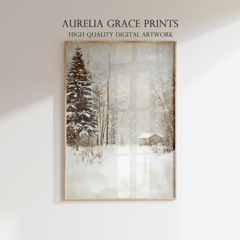 Printable Wall Art, Winter Landscape, Christmas Decor, Winter Forest ...