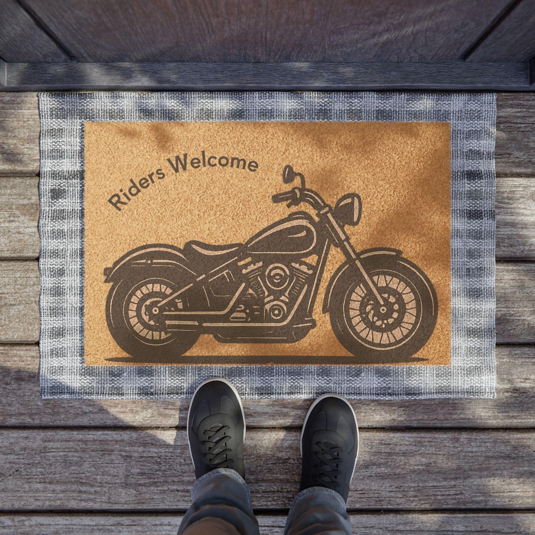 Riders Welcome Motorcycle Doormat | Harley Inspired Classic Biker ...