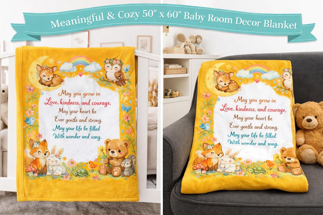 Baby Blanket | May You Grow in Love Kindness & Courage | Soft Nursery ...