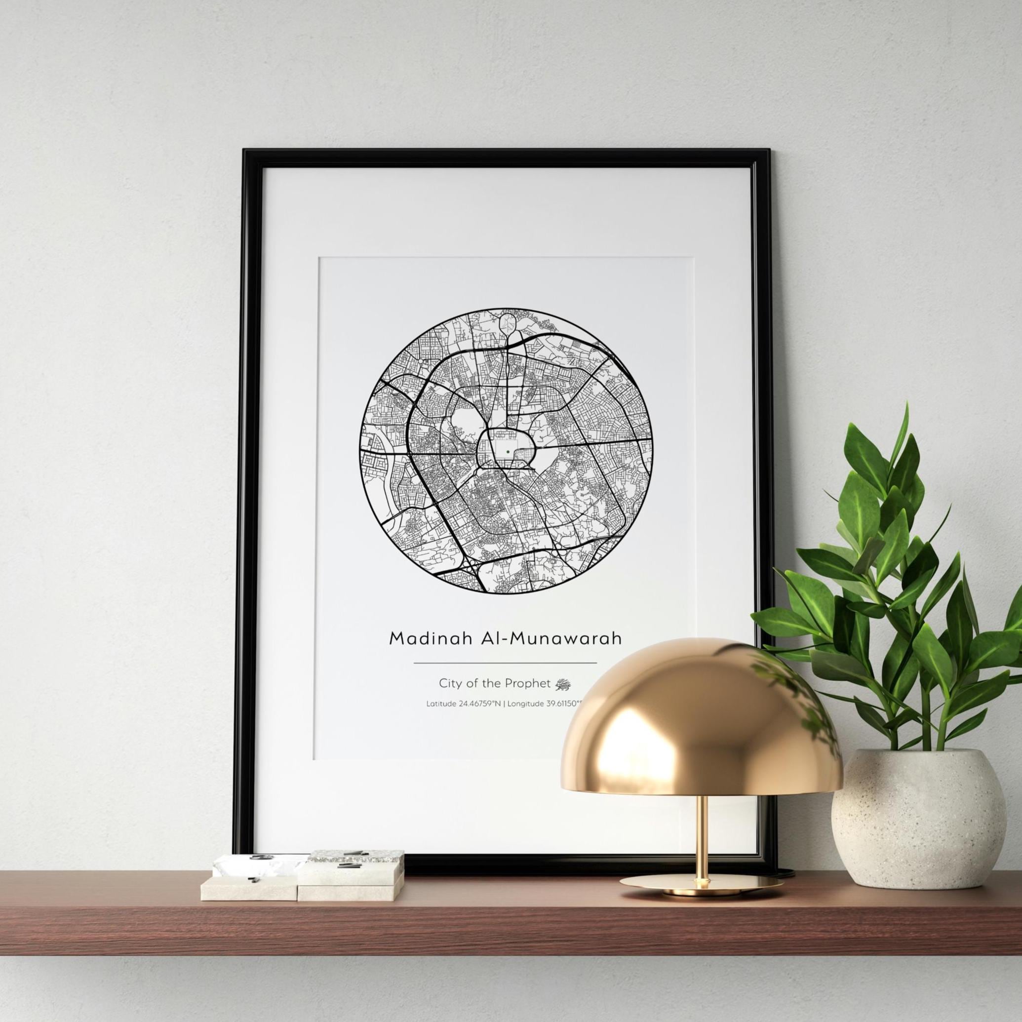 Madinah Coordinates Map – Modern Islamic Digital Print - Etsy