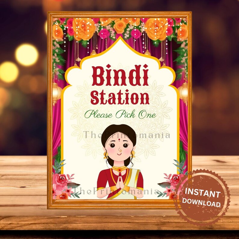 Bindi Station Sign, Indian Wedding Decor (instant Download) - Etsy