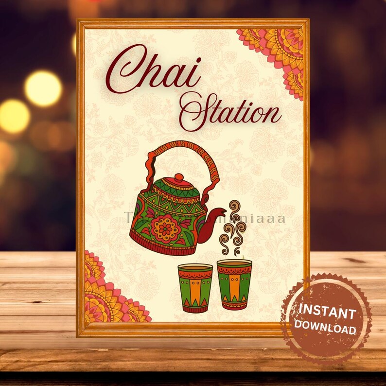 Indian Wedding Chai Station Sign, Haldi Mehndi Decor (digital Download ...