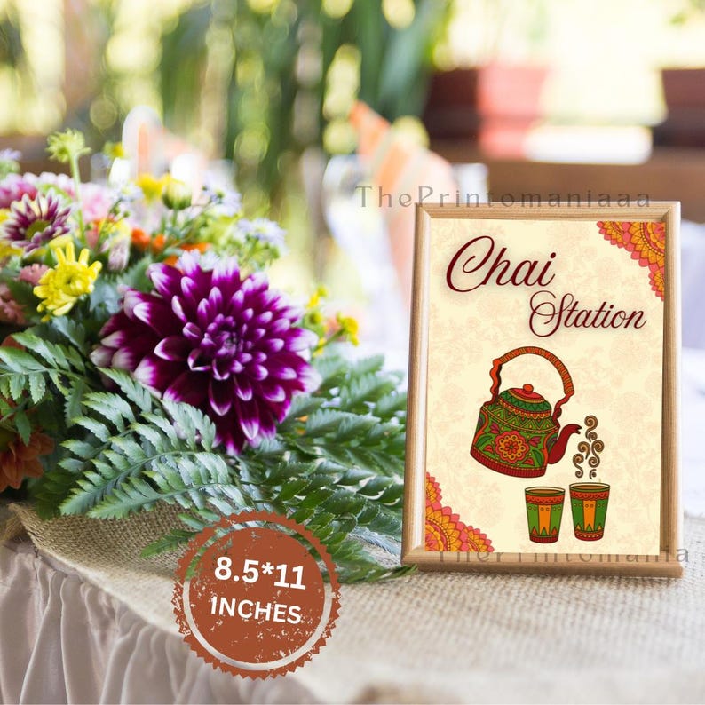 Indian Wedding Chai Station Sign, Haldi Mehndi Decor (digital Download ...