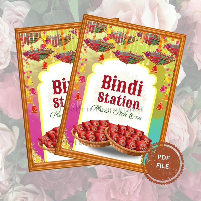 Traditional Bindi Station Signs, Instant Download Indian Wedding ...