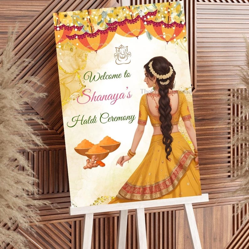 Traditional Haldi Welcome Sign as Haldi Sign, Indian Haldi Decoration ...