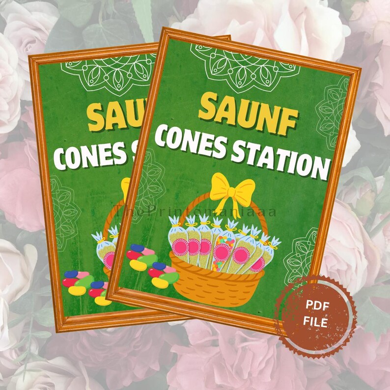 Saunf Cones Station Sign: Indian Wedding Mukhwas Table Decor (digital ...