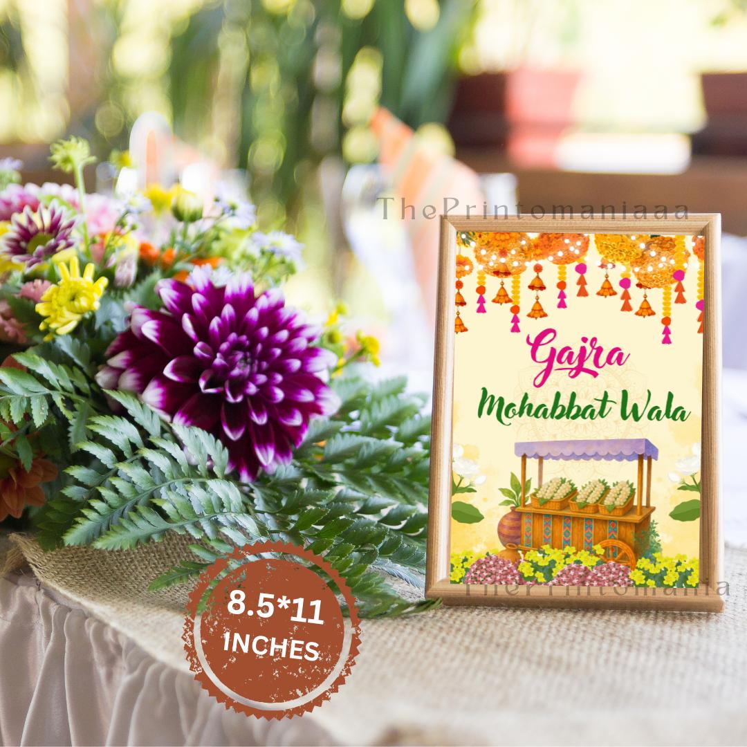 Gajra Mohabbat Wala Sign, Mehndi Table Decor (instant Download) - Etsy