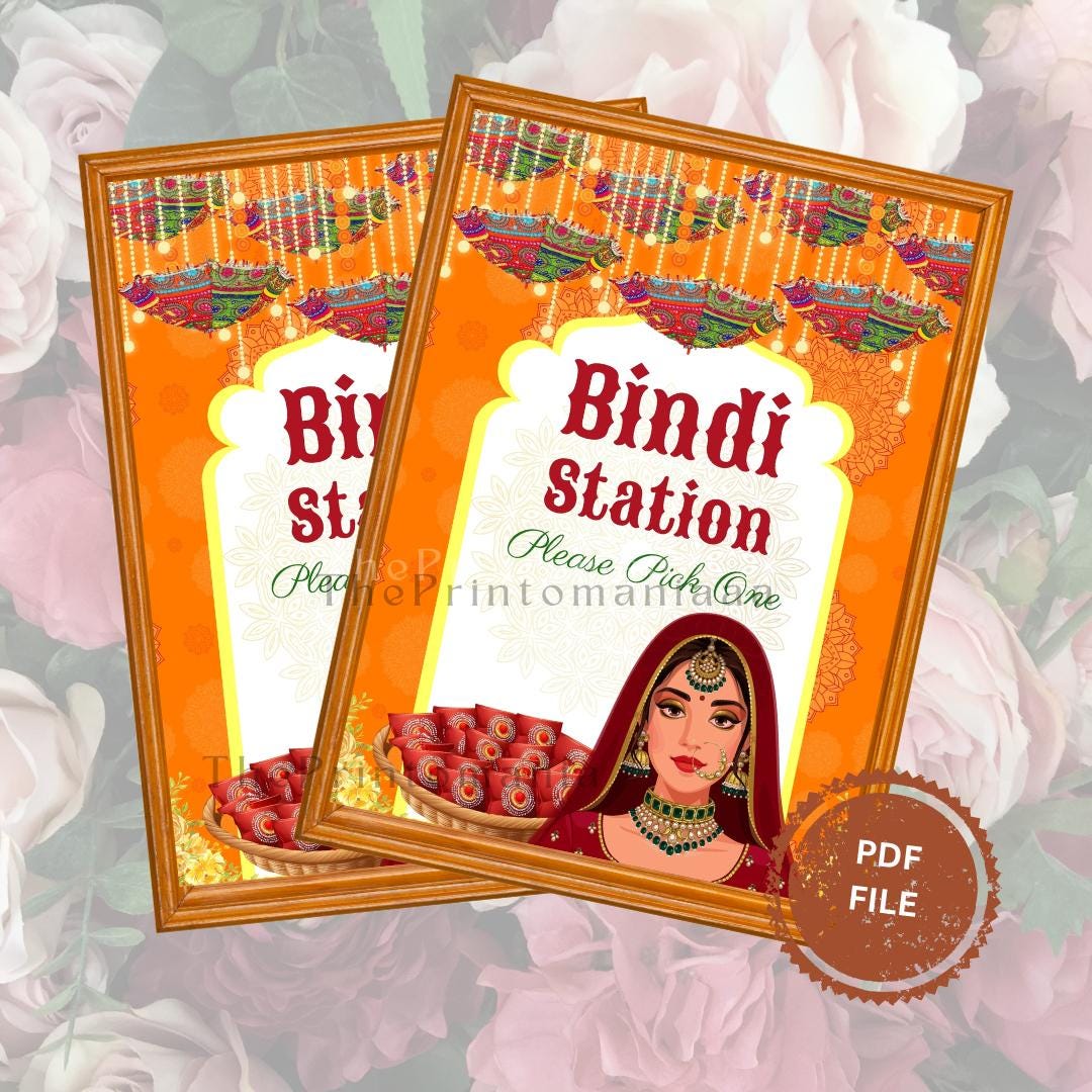 Bindi Station Signs, Indian Wedding Station Signages, Desi Indian ...