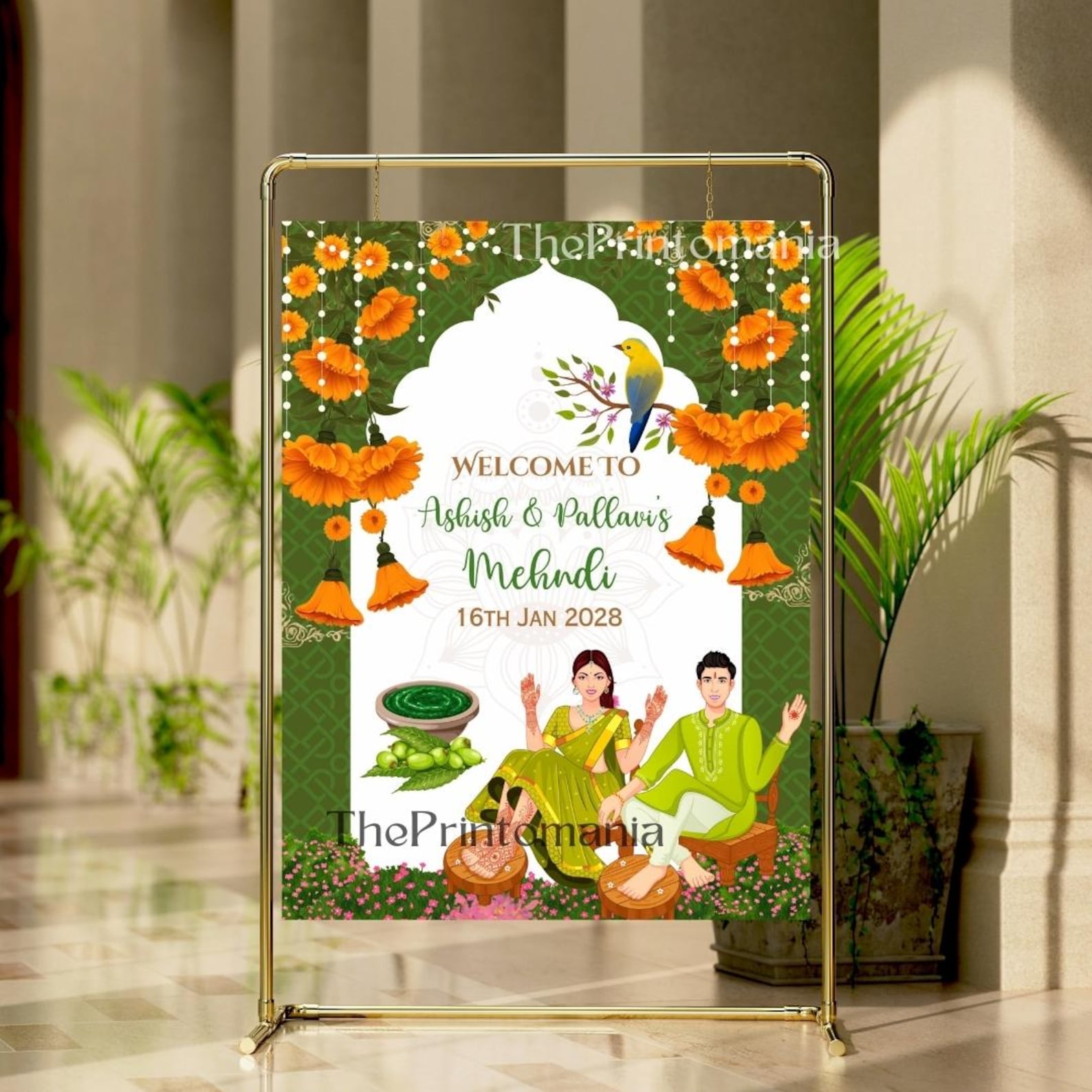 Mehendi Welcome Sign & Mehndi Decor, Mendhi Poster as Mehndi Decor ...
