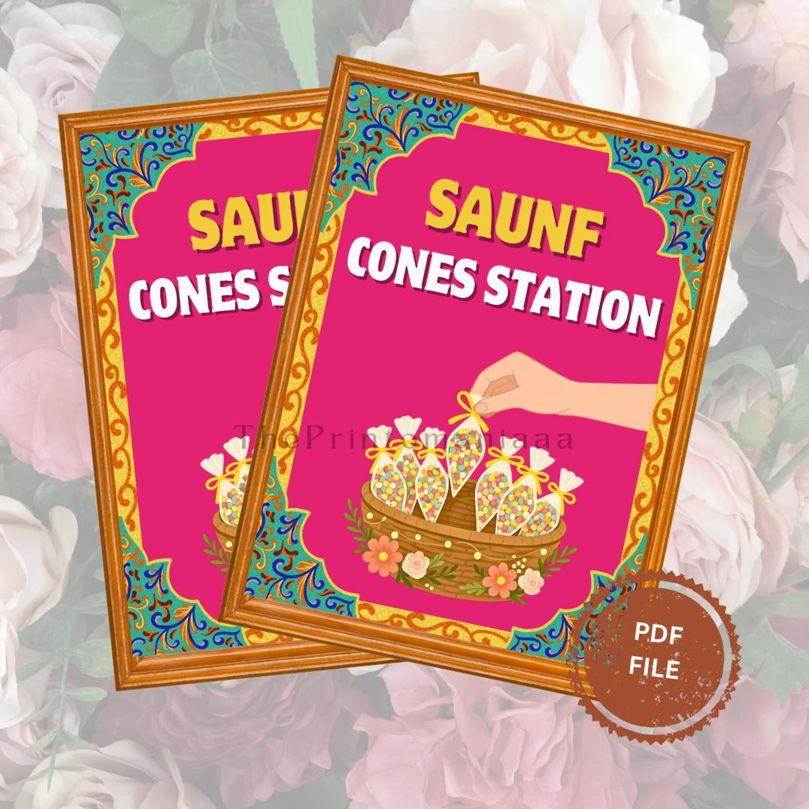 Saunf Cones Station Sign: Indian Wedding Mukhwas Table Decor (digital ...