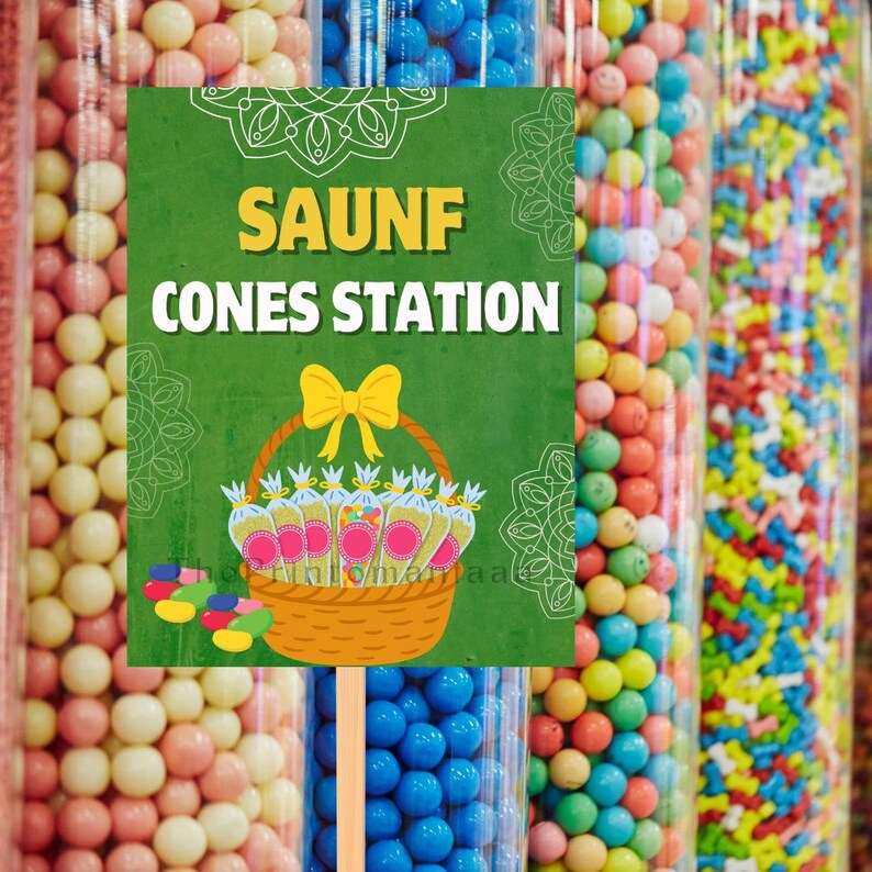 Saunf Cones Station Sign: Indian Wedding Mukhwas Table Decor (digital ...