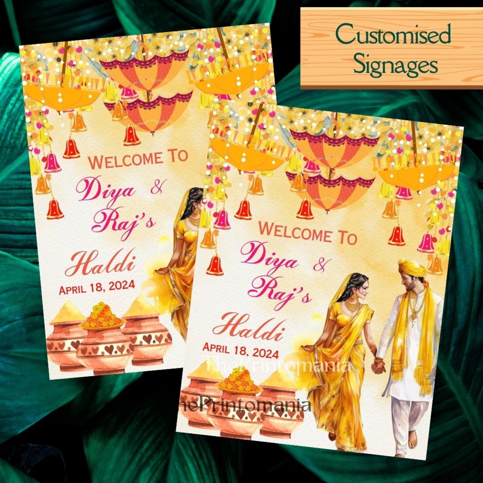 Indian Haldi Sign, Hindu Haldi Ceremony Welcome Sign Board, Indian ...
