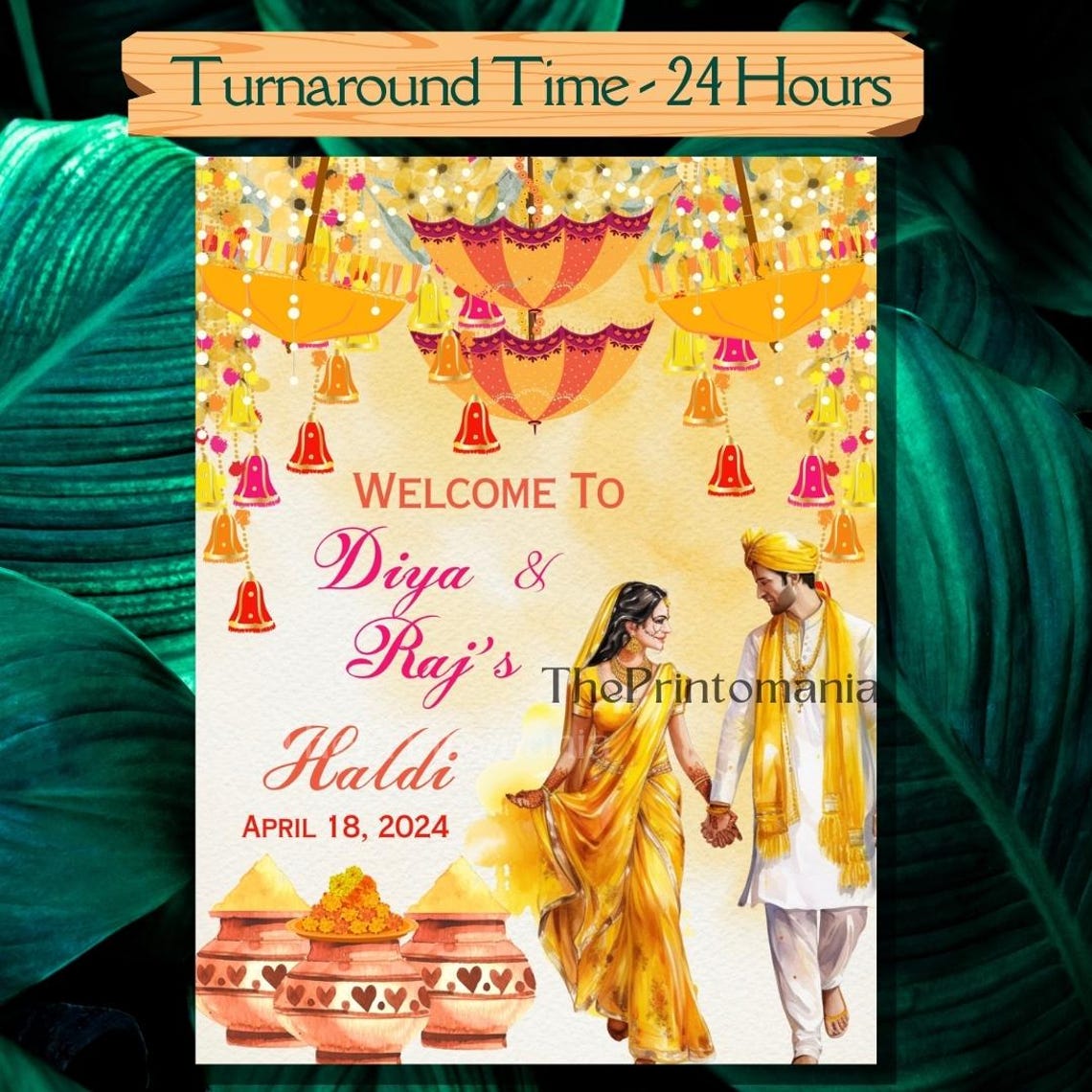 Indian Haldi Sign, Hindu Haldi Ceremony Welcome Sign Board, Indian ...