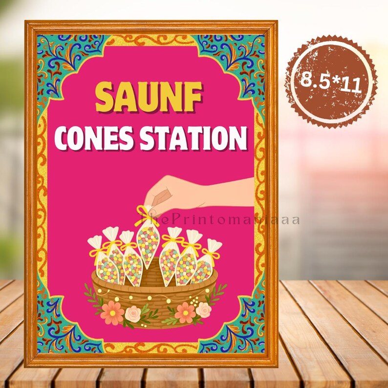 Saunf Cones Station Sign: Indian Wedding Mukhwas Table Decor (digital ...