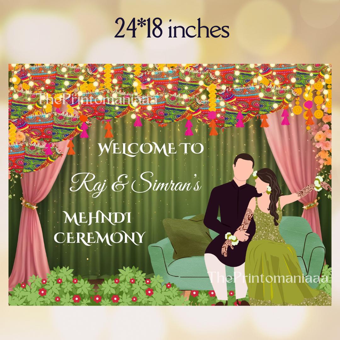 Couple Mehndi Entrance Signs as Mehndi Decor, Mehndi Posters & Mehendi ...