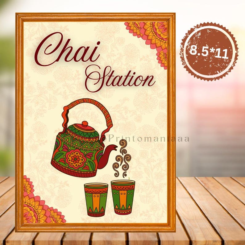 Indian Wedding Chai Station Sign, Haldi Mehndi Decor (digital Download ...