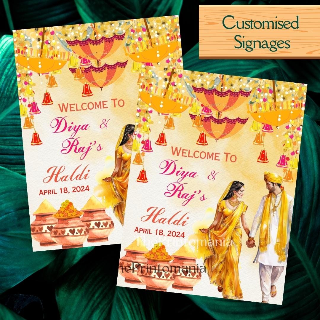 Indian Haldi Sign, Hindu Haldi Ceremony Welcome Sign Board, Indian ...