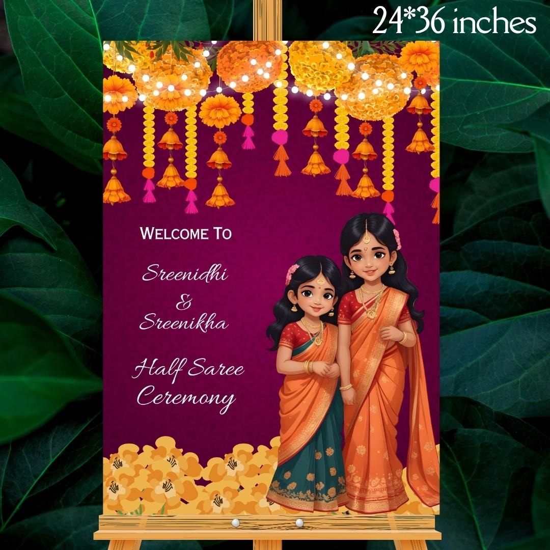 Half Saree Signs, Puberty Ceremony Welcome Signs as Ritu Kala Sanskaram ...