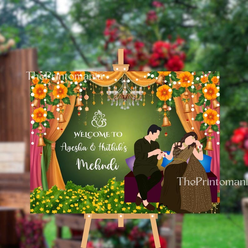Editable Couple's Mehndi Welcome Sign, Indian Wedding Decor (digital ...