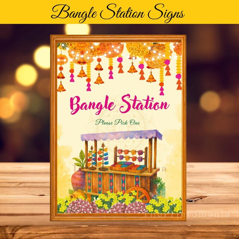 Bangle Station Sign as Mehndi Dholki Haldi Table Decor Sign, Bangle Bar ...