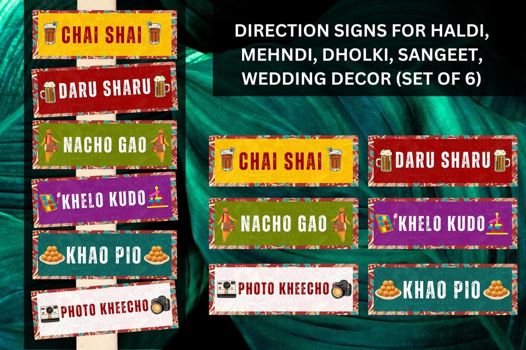 Colorful Mehndi Signs, Indian Wedding Decor (digital Download) - Etsy UK